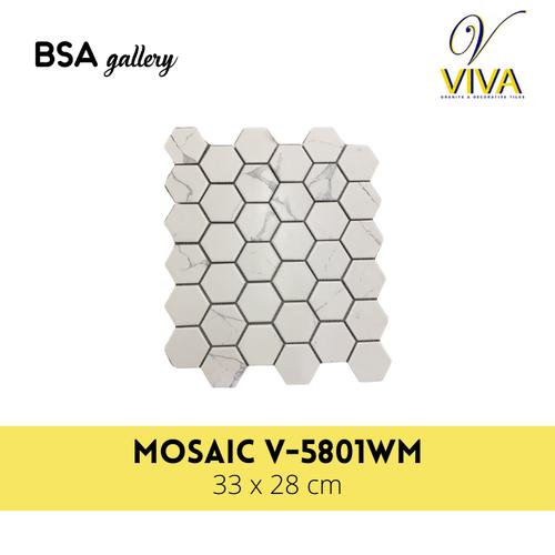 Jual MOSAIC KERAMIK DINDING HEXAGONAL PUTIH CORAK / BACKSPLASH TILE ...
