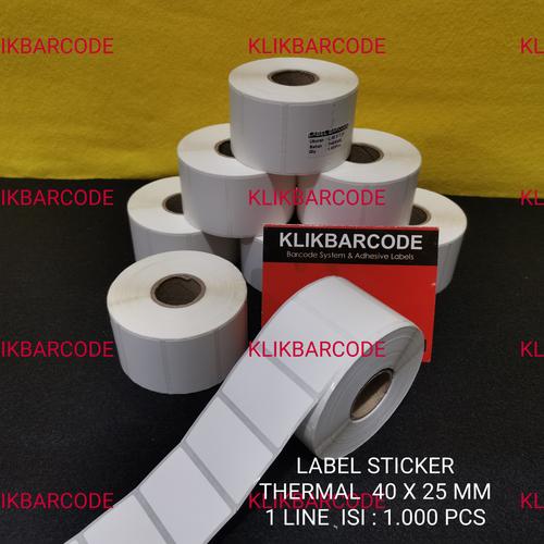 Jual Kertas Sticker Label Printer Barcode 40 x 25 mm - 1 Line Thermal ...