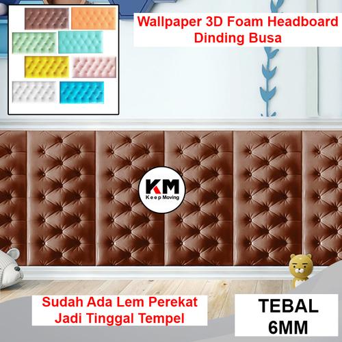 Jual KM Wallpaper 3D Foam Headboard Coklat Dinding Busa Stiker Foam ...