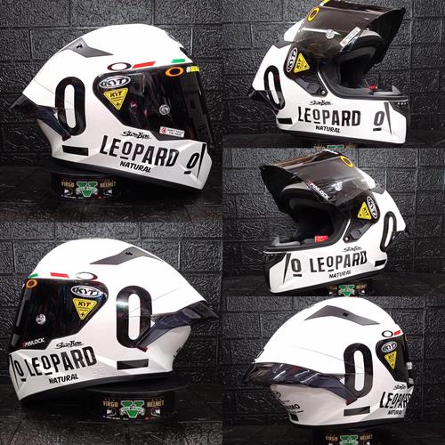 Jual HELM KYT TT COURSE PLAIN WHITE PAKET GANTENG STIKER LEOPARD ...