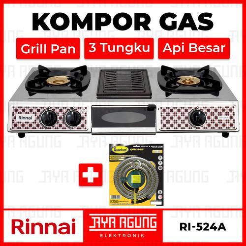 Jual Kompor Gas 3 Tungku Grill Pan Pemanggang Api Besar RINNAI RI 524A ...