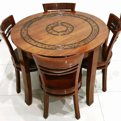 Jual MEJA MAKAN BUNDAR MINIMALIS JATI 4 KURSI / MEJA MAKAN CAFE MEJA BUNDAR - Kab. Jepara ...