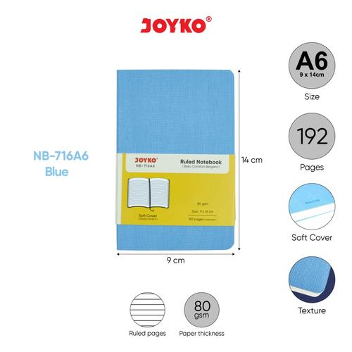 Jual Buku Tulis Catatan Bergaris Ruled Notebook Joyko NB-716 A6 - Biru ...