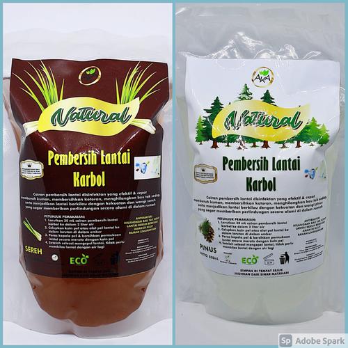 Jual PEMBERSIH LANTAI KARBOL NATURAL WANGI PINUS DAN SEREH POUCH 800ml ...