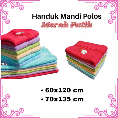 Jual HANDUK POLOS MERK MERAH PUTIH 60x120 dan 70x135 - Biru, 60x120 ...