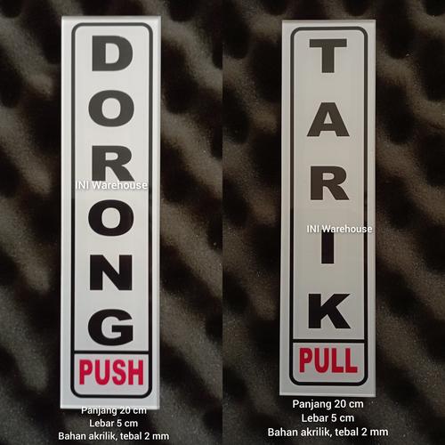 Jual Acrylic Sign Signage DORONG TARIK Rambu Simbol Akrilik 5 x 20 cm ...