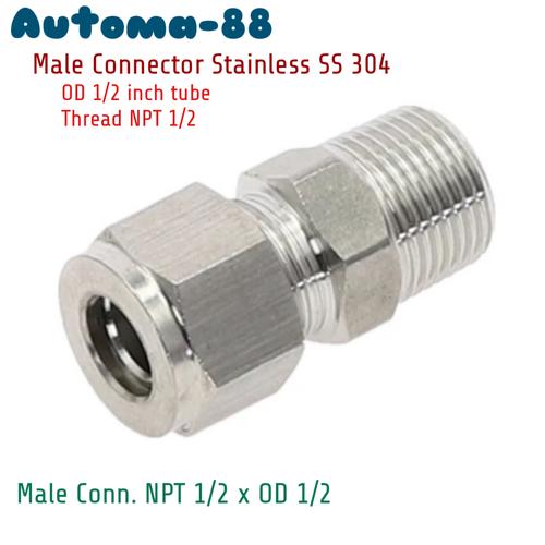 Jual Male Connector Stainless 1/2 NPT x OD 1/2 Inch Tube SS-304 SS304 ...