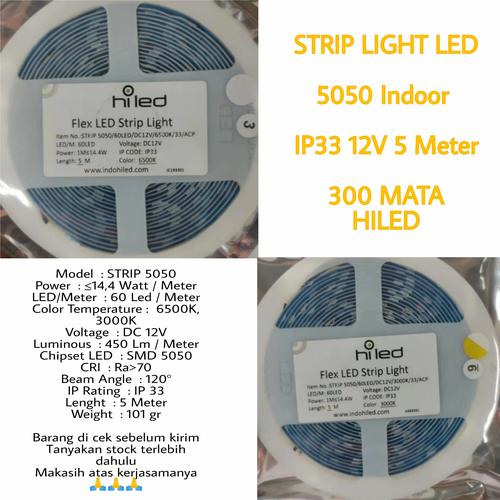 Jual STRIP LIGHT LED 5050 IP33 12V 5 Meter 300 MATA HILED - Kota ...