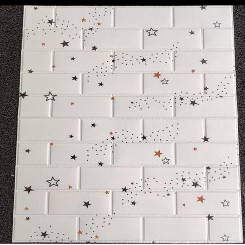 Jual wallpaper 3D foam peredam panas dan suara - bata halus putih star ...