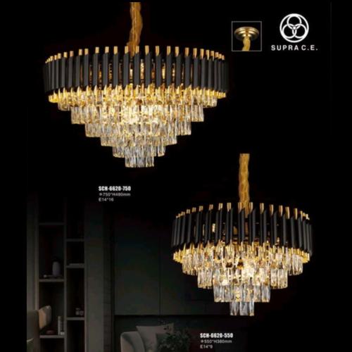 Jual Lampu Hias Gantung Modern Kristal Body Black Ruang Tamu SCH6620 ...