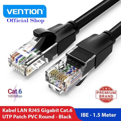 Jual Vention IBE 1.5M Kabel LAN Ethernet RJ45 Cat.6 UTP - Black ...