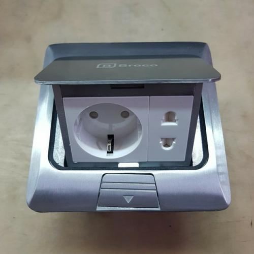Jual Stop Kontak Broco Tanam Lantai + Universal Socket Outlet Silver ...