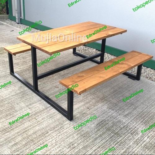 Jual Bangku 1 Set Meja Kursi Cafe Kantin Warkop Restaurant Besi / Kayu ...