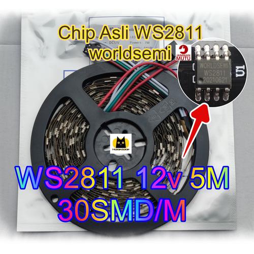 Jual Led strip rgb ws2811 12v 5m 30led/m Indoor ip30 PCB tebal - WS2811 ...