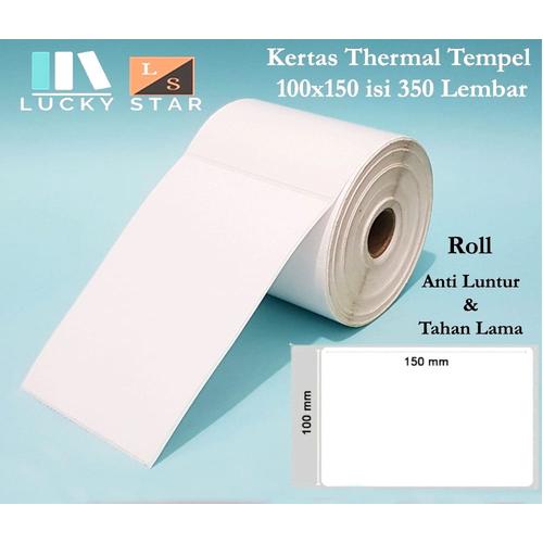 Jual Kertas Resi Label Thermal Barcode Roll A6 100x150mm isi 350 Pcs ...