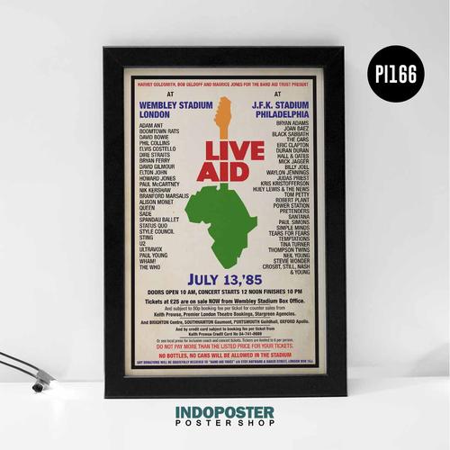 Jual Poster Vintage Retro Live Aid 1985 Concert A4 30X20cm - Hitam ...