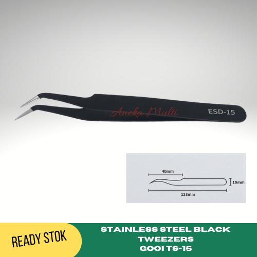 Jual pinset bengkok stainless steel black ESD-15 - Kota Tangerang ...