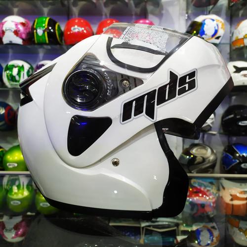 Jual HELM MDS PRO RIDER SOLID WHITE MODULAR DOUBLE VISOR - White, M ...