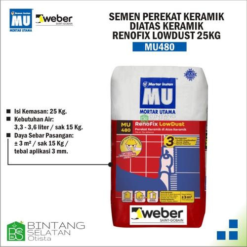 Jual SEMEN MU 480 PEREKAT KERAMIK DIATAS KERAMIK RENOFIX LOWDUST 25KG ...