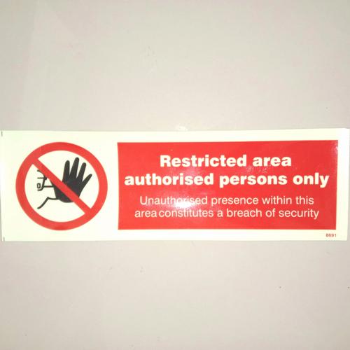 Jual 338691 RESTRICTED AREA AUTHORISED(STIKER SAFETY FOSFOR) 100x300 MM ...