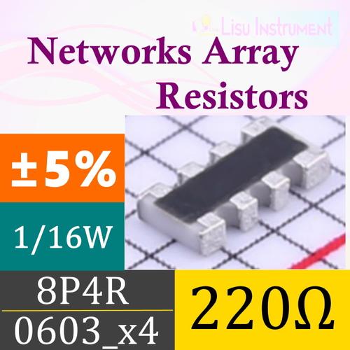 Jual Network Resistor Array 220R 220 Ohm ±5% 221 SMD SMT 0603_x4 - Kota ...