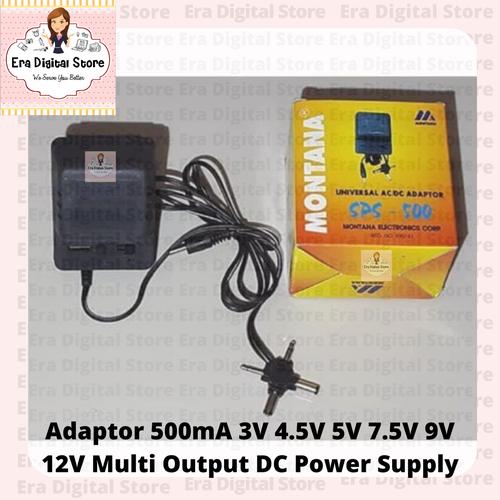 Jual Adaptor 500mA Multi Output DC Power Supply 3V 4.5V 5V 7.5V 9V 12V ...