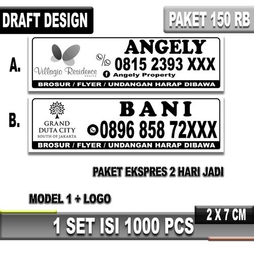 Jual Isi 1000Pcs Cetak/Custom Sticker Satu Warna Hitam Putih Label Nama ...