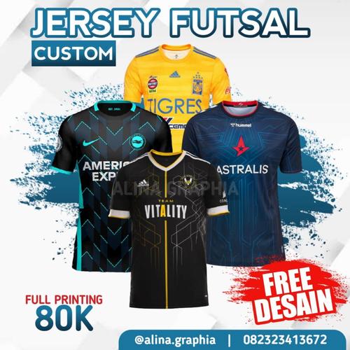 Jual Kaos Jersey Custom Bisa Satuan Gratis Desain Nama Logo Sponsor - L ...