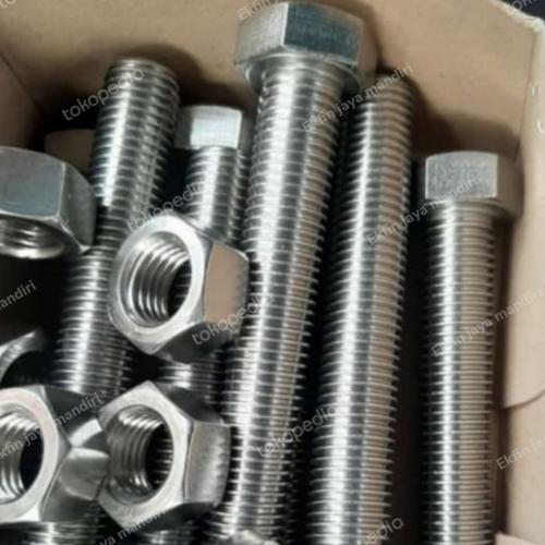 Jual Baut mur Stainless | M16 x 30 mm / komplit 2ring | kunci 24 - Jakarta Pusat ...