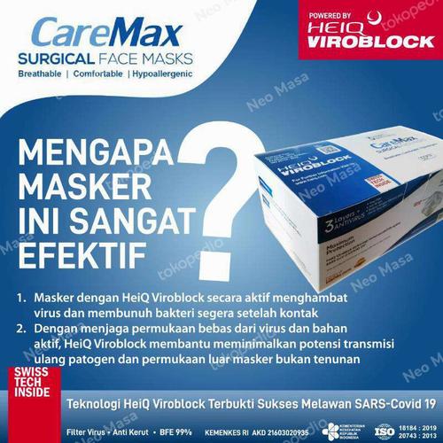 Jual Masker CareMax Surgical HEIQ VIROBLOCK 3 Ply Earloop | CAREMAX ...