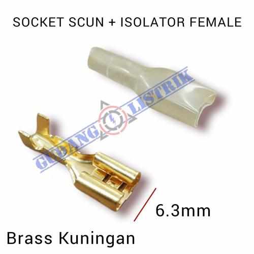 Jual Socket Jack Scun Skun Female Betina Kuningan 6.3mm Plus Isolator ...
