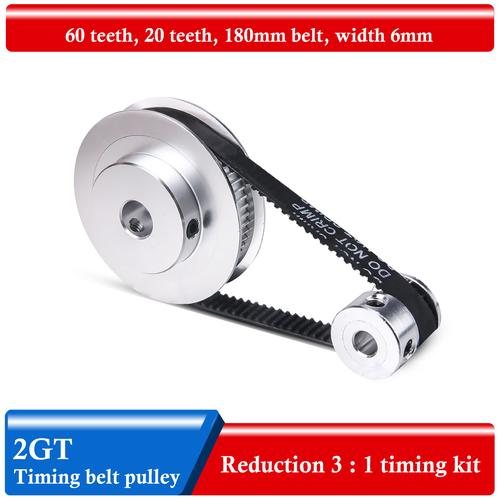 Jual 2GT timing belt pulley kit 60 teeth 20 teeth belt 180mm width 6mm ...