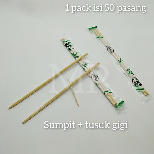 Jual Isi 50pasang Sumpit Steril Bambu + Tusuk Gigi Sumpit Bakmi 50 ...