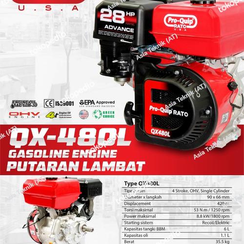 Jual mesin penggerak bensin 28 hp / Engine ProQuip Qx 480 putaran ...