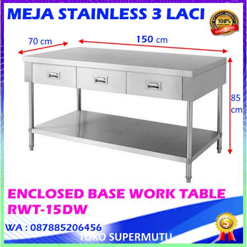 Jual Meja Kerja Dapur RWT-15DW Stainless dengan 2 Laci 1.5 Meter ...