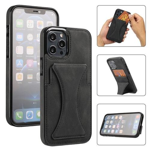 Jual Case iPhone 13 Pro Max Standing Card Slot Leather - Hitam, iPhone ...