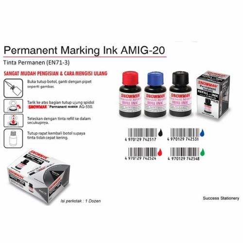 Jual SNOWMAN TINTA SPIDOL PERMANENT MARKING INK AMIG 20 - Biru - Kab ...