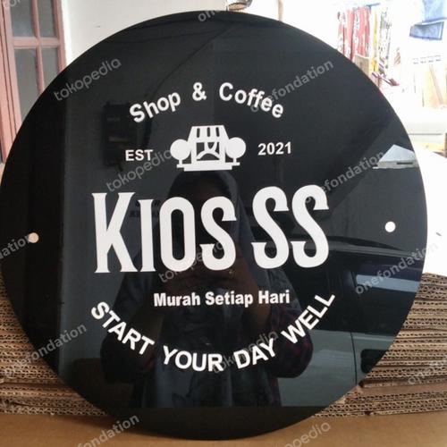 Jual Custom Nama / Logo Toko sign in Acrylik Timbul Bulat,40 cm - Hitam ...