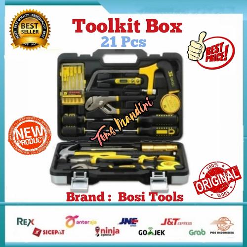 Jual Toolset Toolkit Toolbox Tool Set Tool Kit Tool Box 21 Pcs BOSI ...