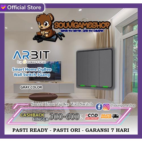 Jual ARBIT Smart Home ZigBee Wall Switch 3 Gang Without Neutral line ...