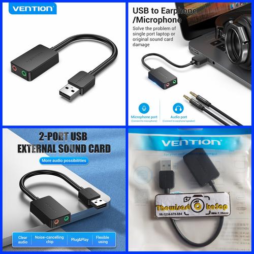 Jual Vention CDY Sound Card USB Splitter Audio Mic External Soundcard ...