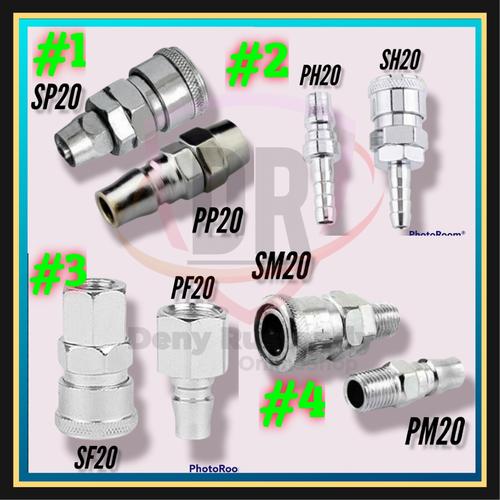 Jual Set Quick Coupler 1/4 SAMBUNGAN SELANG Kompresor Type 20 - SH20 ...