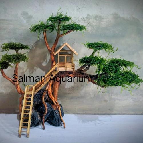 Jual bonsai aquascape rumah pohon hiasan aquarium tanaman air akar ...