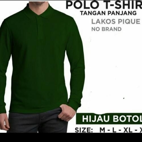 Jual Polo Shirt Lengan Panjang Polos Pria & Wanita hijau Botol - Hijau ...
