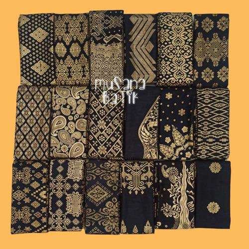 Jual kain batik Prada emas Prada gold Prada Bali gunungan wayang ...
