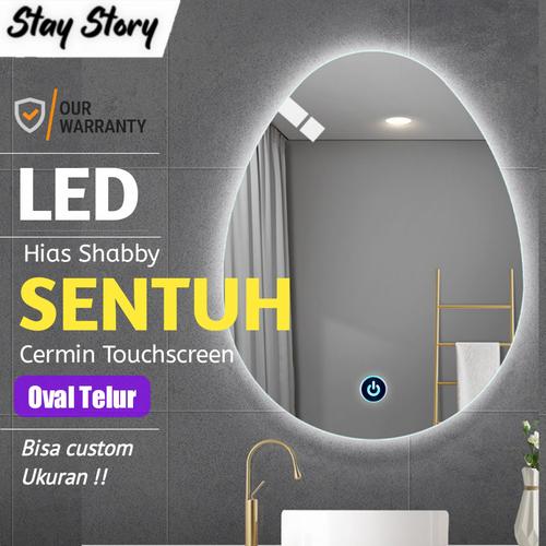 Jual Cermin Wastafel Kamar Mandi Led Touch Screen Kaca Toilet Oval ...