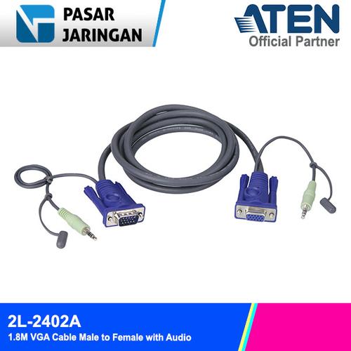 Jual ATEN 2L-2402A 1.8M VGA Cable Male to Female with Audio - Jakarta ...