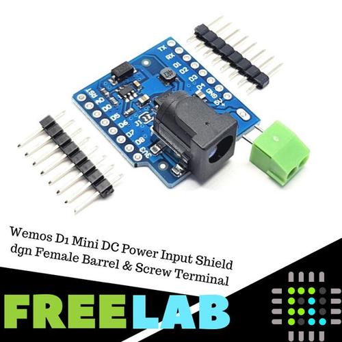 Jual Wemos D1 Mini DC Power Input Shield dgn Female Barrel & Screw ...