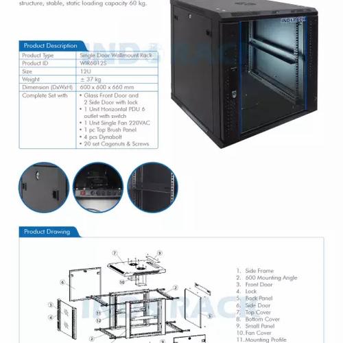 Promo INDORACK WIR6012S Rack server 12U 600mm x 600mm Wallmount Cicil 0 ...