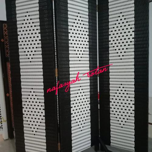 Jual partisi 3 pintu / penyekat ruangan rotan sintetis / sekat ruangan ...